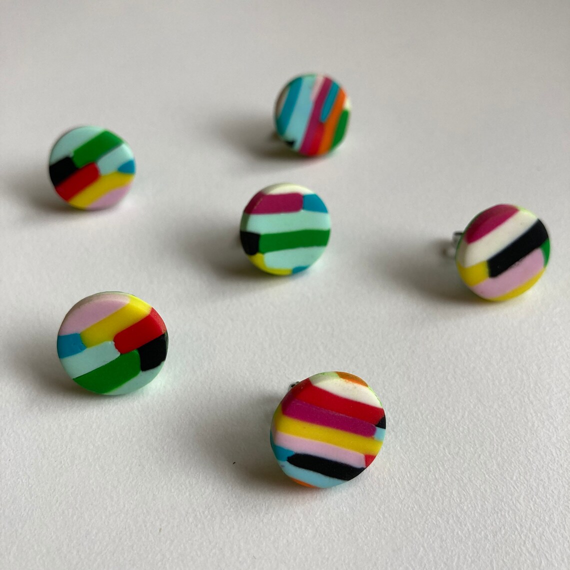 Small Studs Multicoloured/stripes Colourful Studs Slab - Etsy