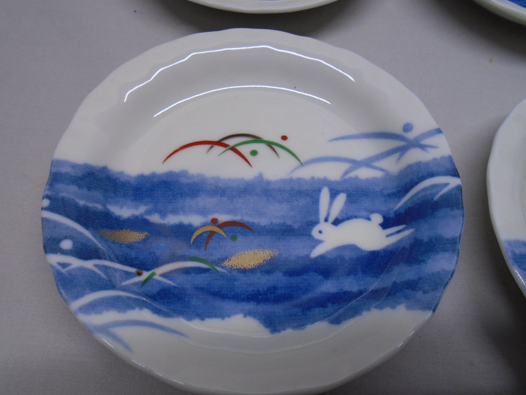 Vintage Set of Nine Signed Japanese Imari Dish Coasters With Rabbit ...