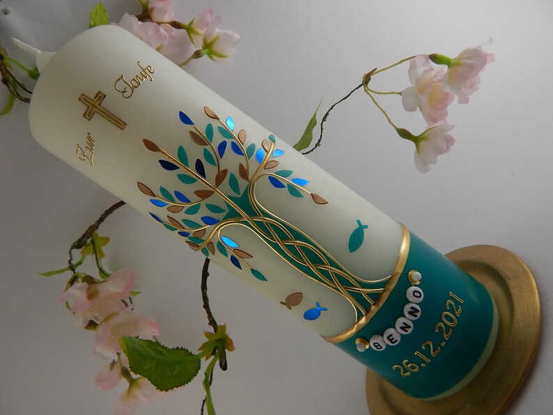 Baptism Candle Tree of Life Christening Baptism Baptism - Etsy