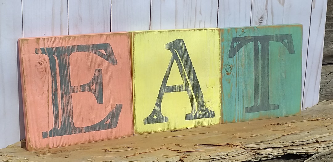 Eat, Eat Sign, Eat Sign for Kitchen, Eat Sign Wood, Eat Sign Decor, Eat ...