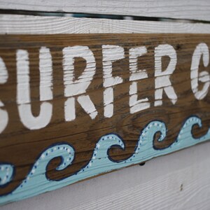 Surfer Girl Sign Beach Ocean Coastal Decor Hand Painted Naturally Aged ...