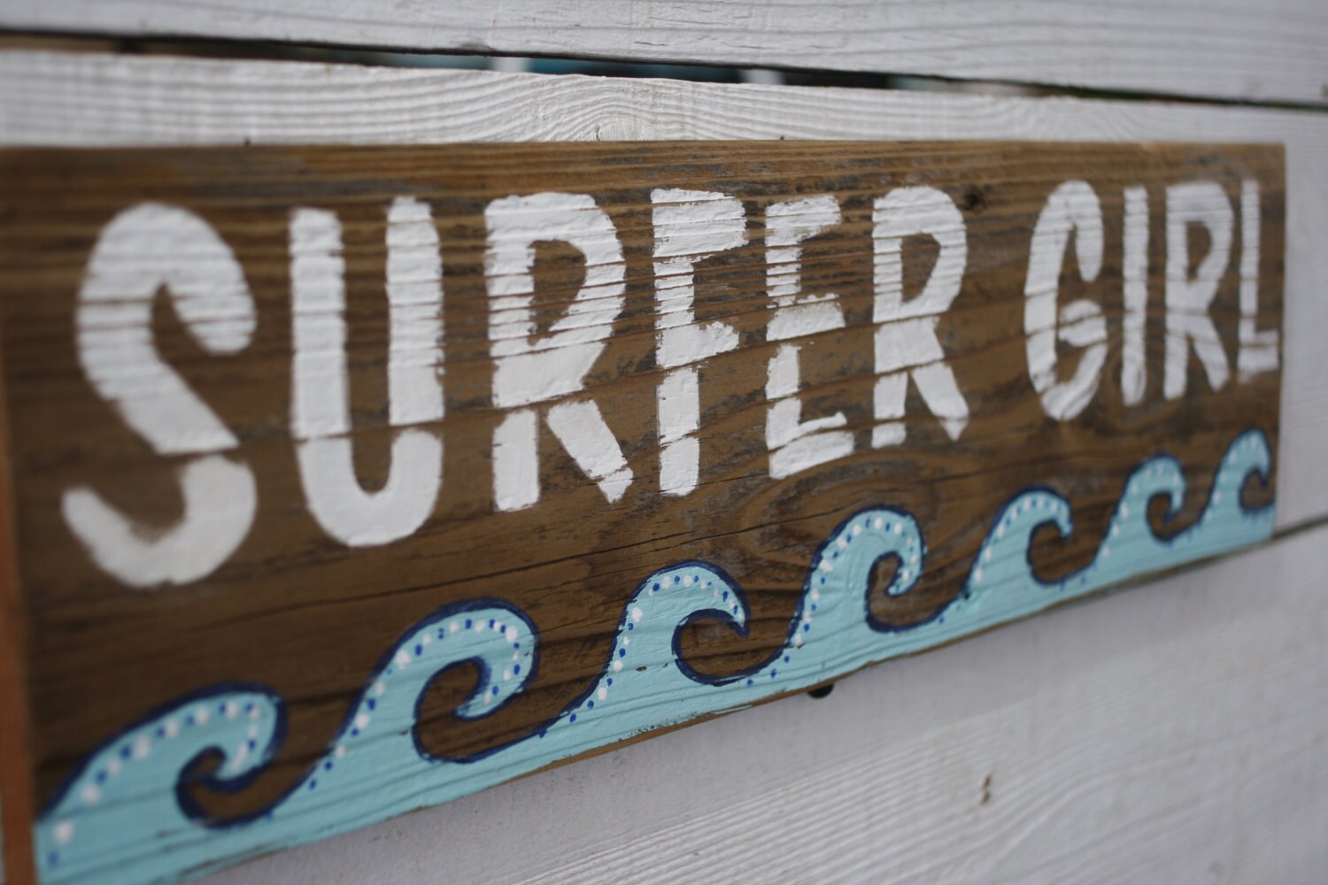 Surfer Girl Sign Beach Ocean Coastal Decor Hand Painted Naturally Aged ...