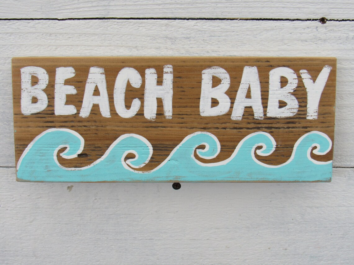 Beach Baby Sign, Beach Baby Wood Sign, Nursery Decor, Nautical Nursery ...