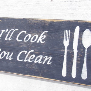 Kitchen Sign I'll Cook You Clean Fork Knife Spoon Gifts Under 40 ...