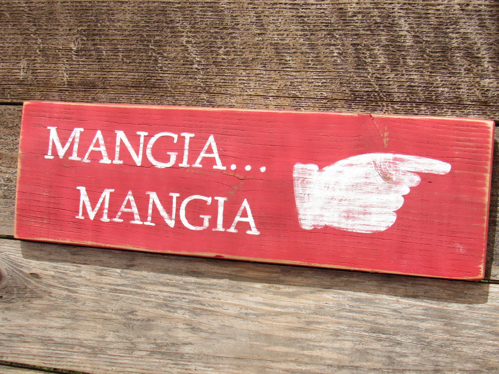 Mangia Mangia Sign Italian Kitchen Decor Directional Hand Sign Red ...