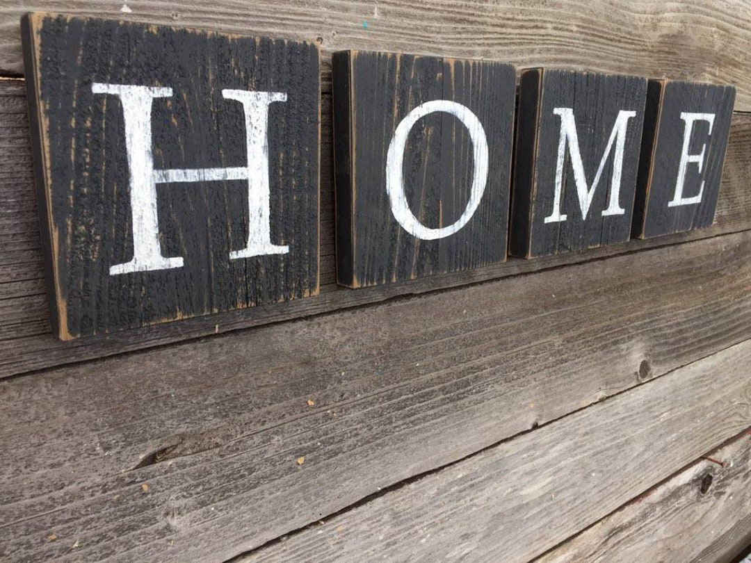 Home Sign, Home Sign Decor, Home Blocks Mantel, Home Blocks, Farmhouse ...
