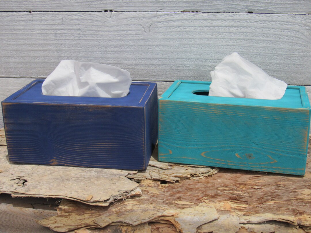 Kleenex Tissue Box Covers Blue and Aqua 2 Handmade Natural - Etsy