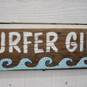 Surfer Girl Sign Beach Ocean Coastal Decor Hand Painted Naturally Aged ...
