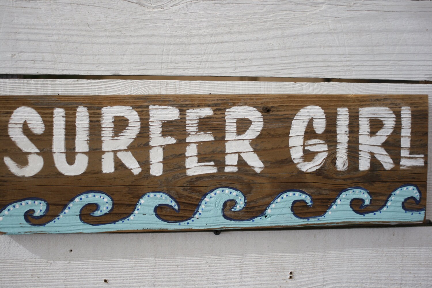 Surfer Girl Sign Beach Ocean Coastal Decor Hand Painted Naturally Aged ...
