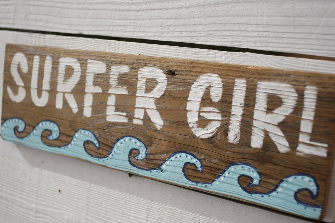 Surfer Girl Sign Beach Ocean Coastal Decor Hand Painted - Etsy