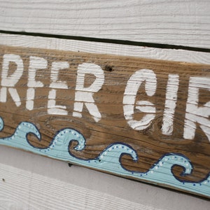 Surfer Girl Sign Beach Ocean Coastal Decor Hand Painted Naturally Aged ...