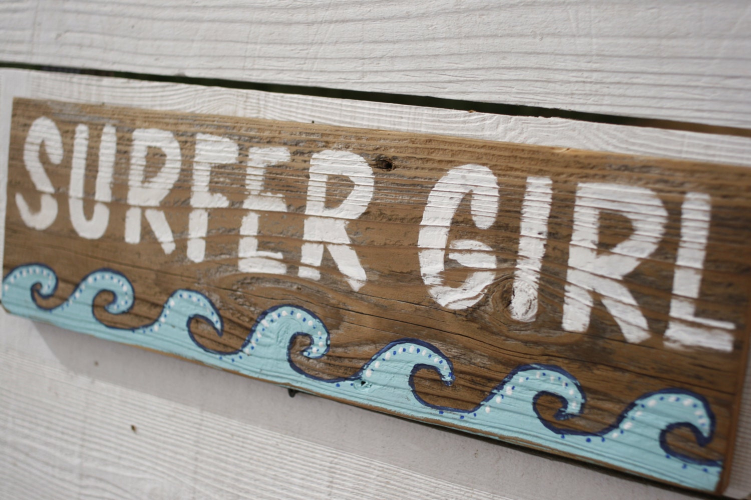 Surfer Girl Sign Beach Ocean Coastal Decor Hand Painted Naturally Aged ...