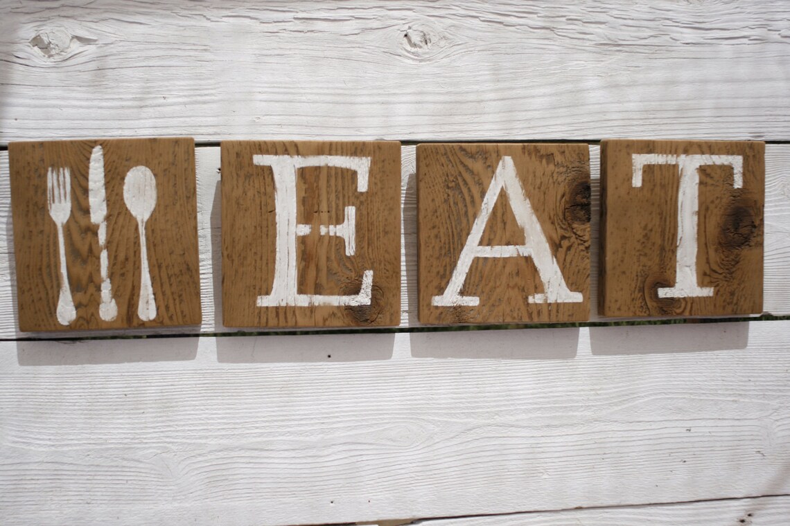Eat Eat Sign Eat Sign for Kitchen Eat Sign Wood Fork Knife - Etsy