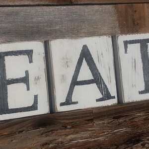 Eat Sign Blocks Wood Kitchen Handmade Farmhouse Decor Restaurant Coffee ...