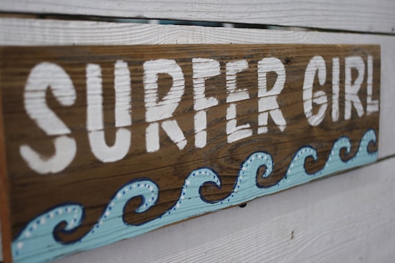 Surfer Girl Sign Beach Ocean Coastal Decor Hand Painted | Etsy