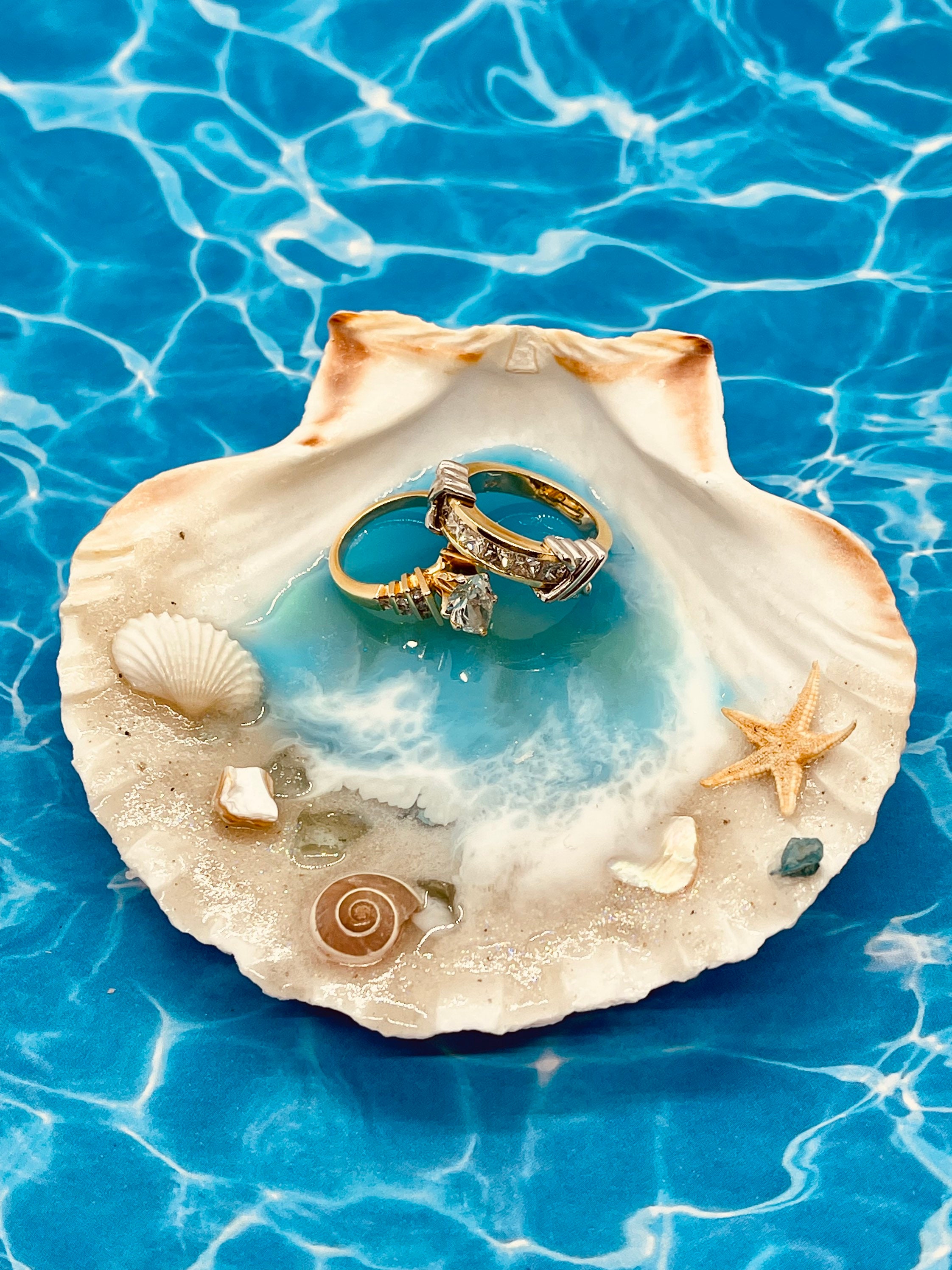 Ocean Wave Trinket Dish Seashell Ring Holder Beach House - Etsy