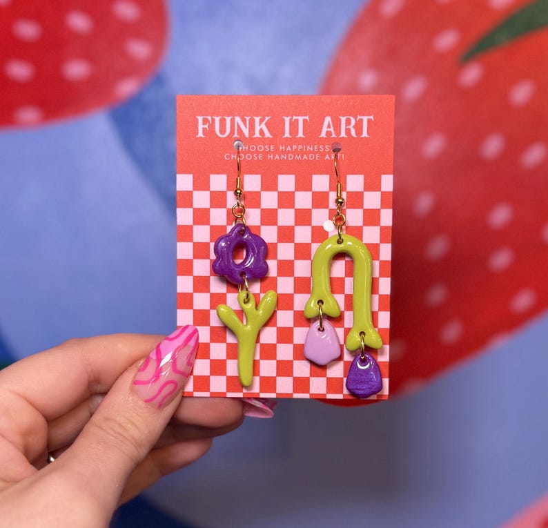 Whimsical Dopamine Garden Statement Earrings – Funky & Playful Handmade ...