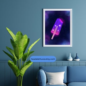 Space Popsicle Poster Cute Dorm Room Stars and Space Theme Kawaii ...