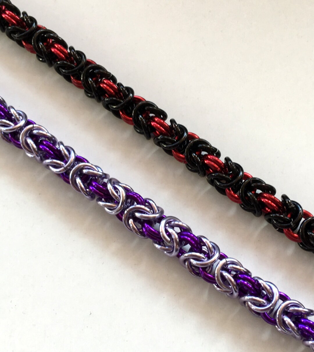 Byzantine Bracelet Purple Chainmail Bracelet Red and Black - Etsy