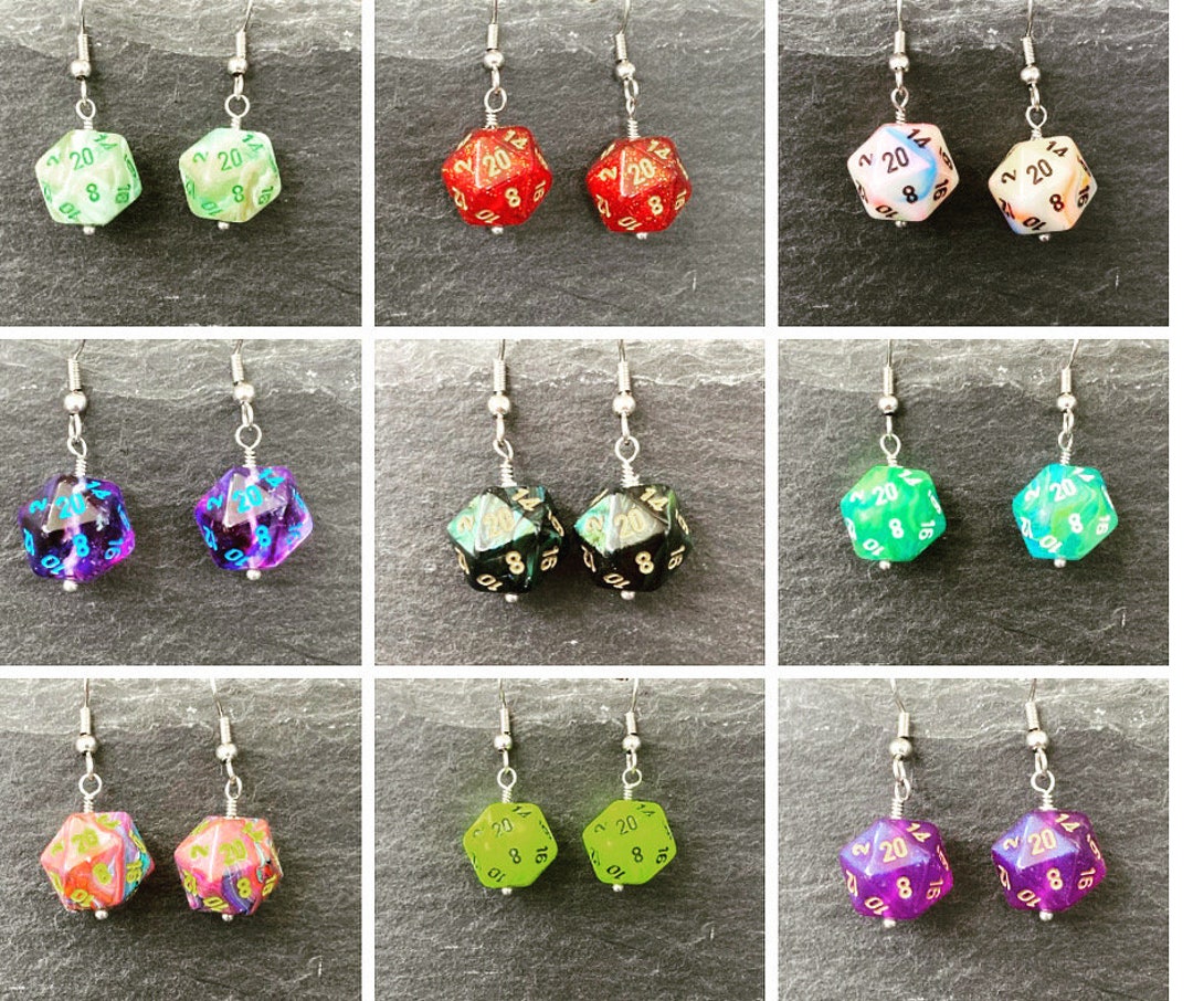 Mini D20 Dice Earrings, Sparkly Surgical Steel Jewelry - Etsy