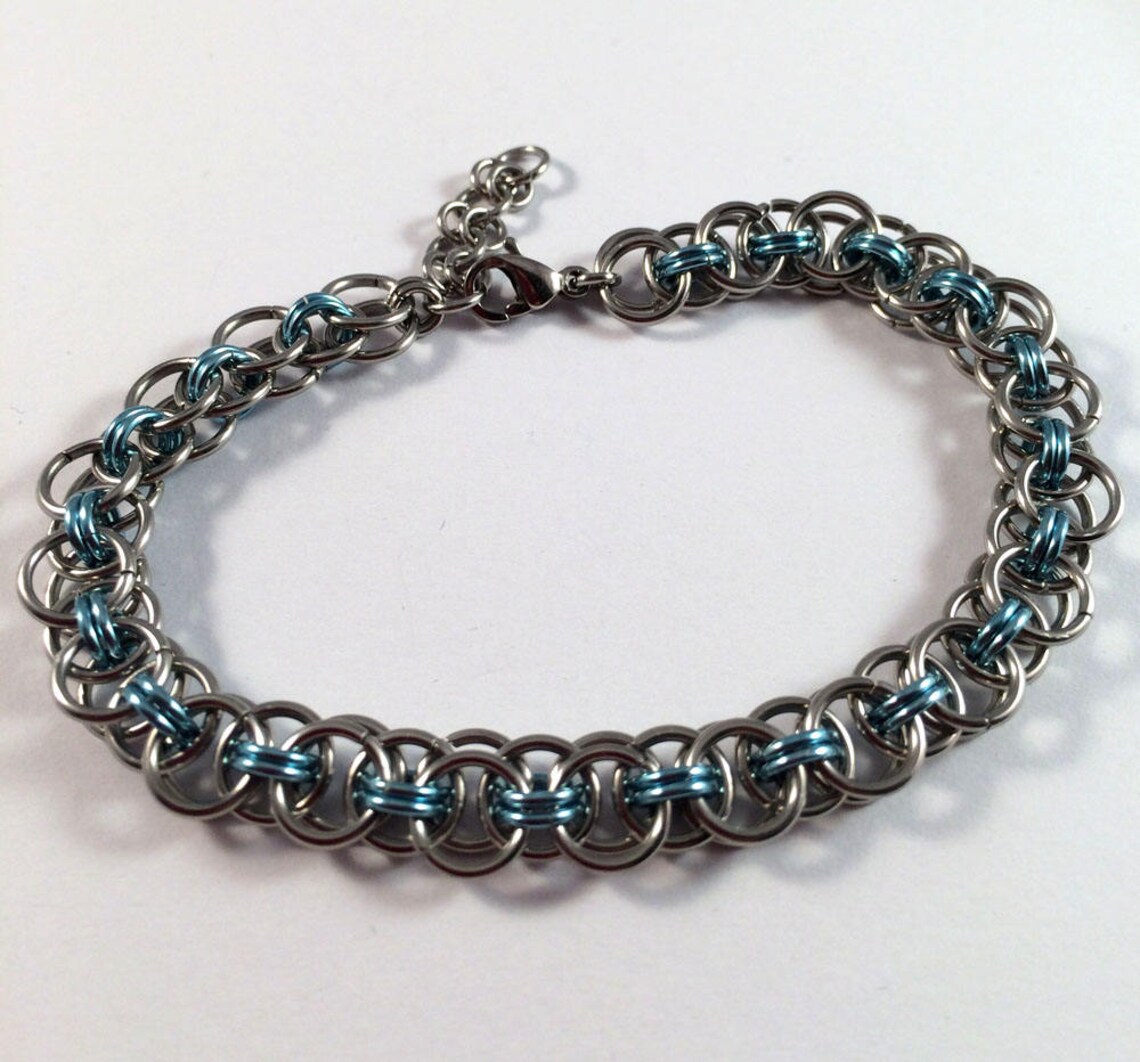 Chainmaille Bracelet Thin Chainmail Bracelet Coloured - Etsy