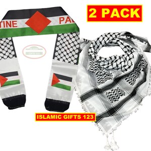 2 IN 1 Pack Shemagh Scarf Palestine Flag Scarf Arab Hatta Palestinian ...