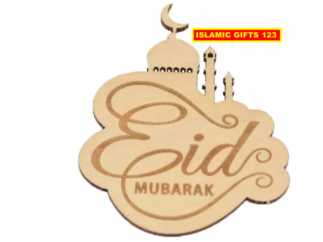 Eid Mubarak Wooden Eid Ornament DIY Cutouts Ramadan Decoration Eid ...