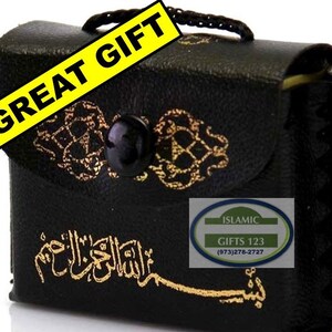 Islamic Wedding Favors Mini Quran Black Leather Case-pocket Size Hanger ...