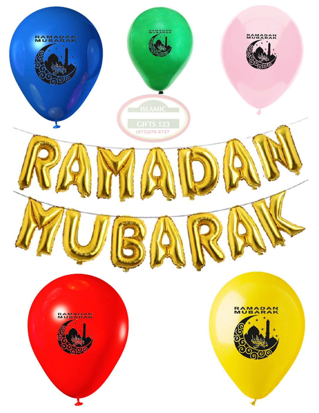 Ramadan Mubarak Set 10 Ramadan Balloons Ramadan Wall Decoration Banner ...