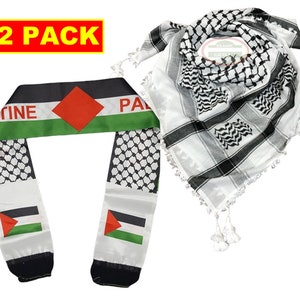 2 IN 1 Pack Shemagh Scarf Palestine Flag Scarf Arab Hatta Palestinian ...