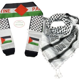 2 IN 1 Pack Shemagh Scarf Palestine Flag Scarf Arab Hatta Palestinian ...