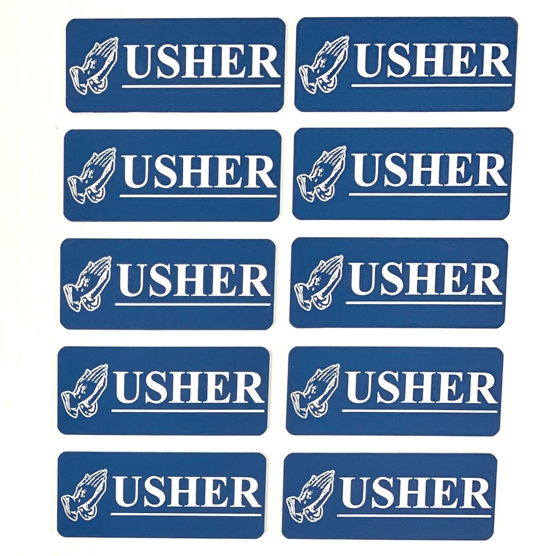 Lot of 10 Blue 1.25 X 3 Usher Name Badge Tag With Pin - Etsy