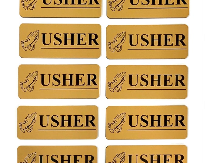 Set of 5 Engraved USHER Church Name Badges W/ Magnet in Jesus - Etsy