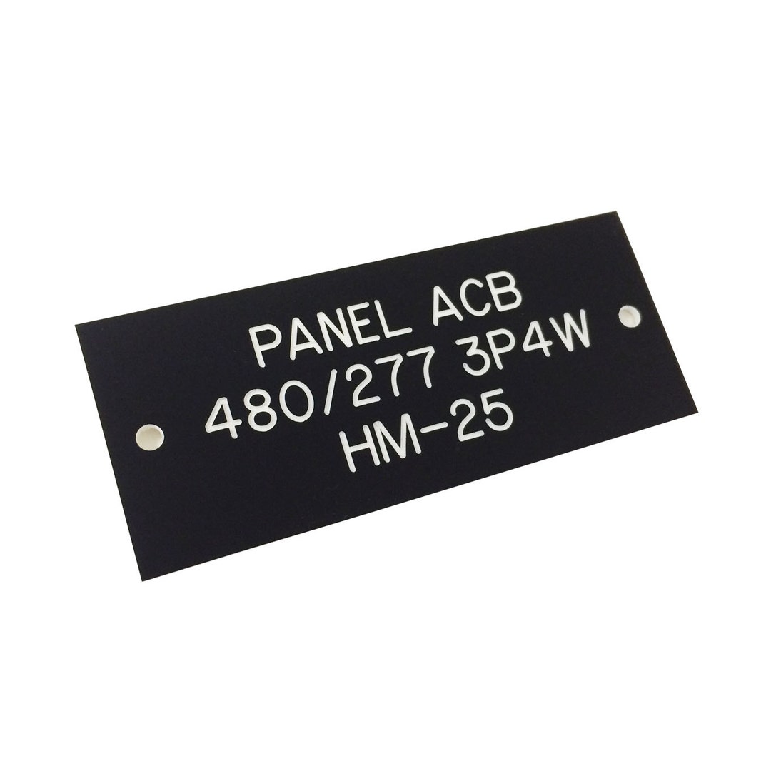 1.25x3 Custom Engraved Electrical ID Plate Panel Matte Black up to 3 ...