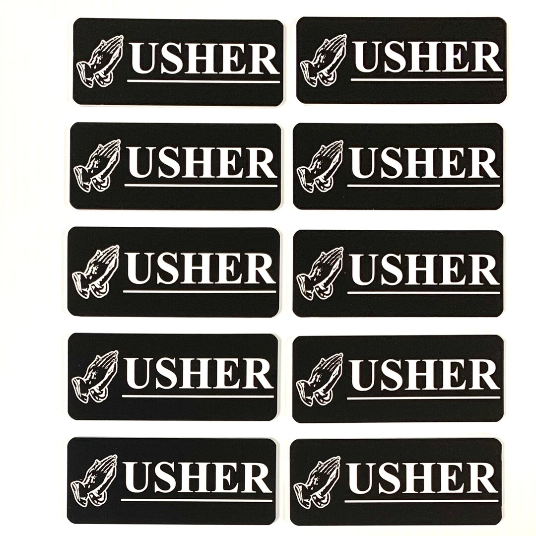 Lot of 10 Black / White 1.25 X 3 Usher Name Badge Tag With Pin - Etsy