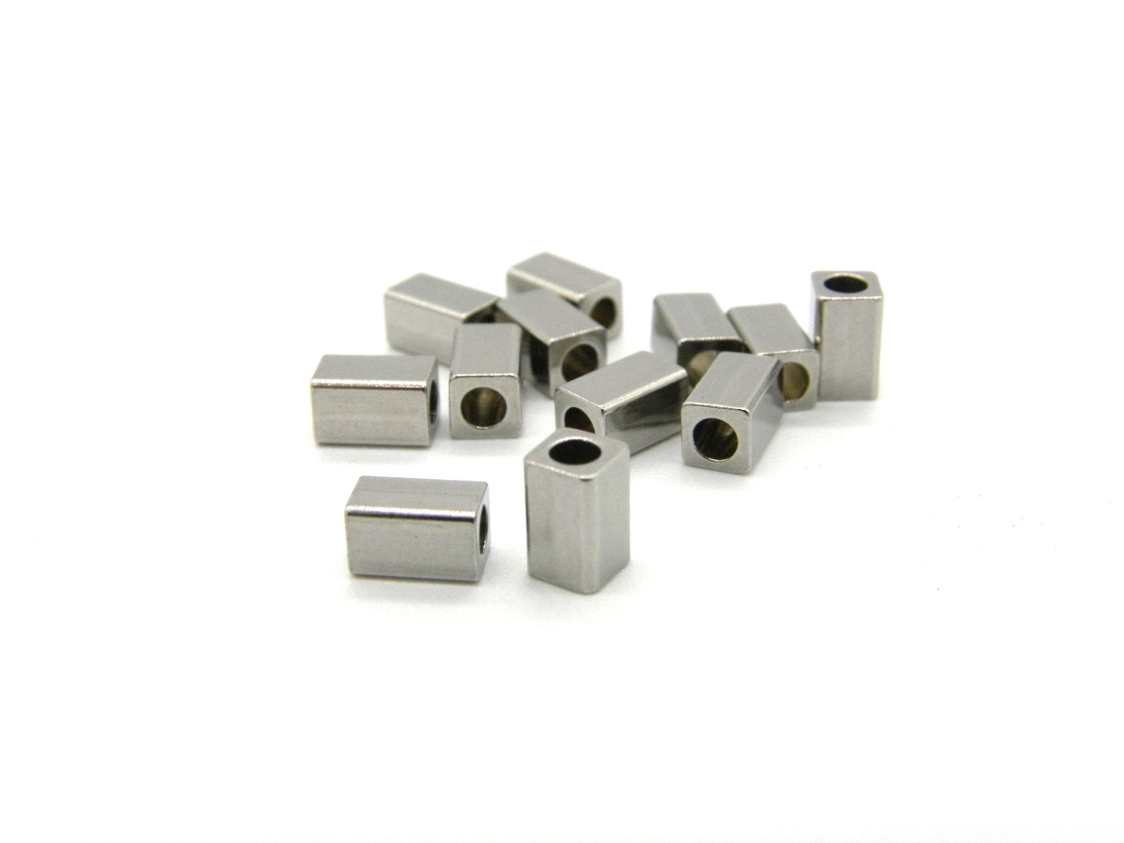 5x3 Mm Small Cuboid Stainless Steel Beads (10 Pc.) - Silver - Etsy