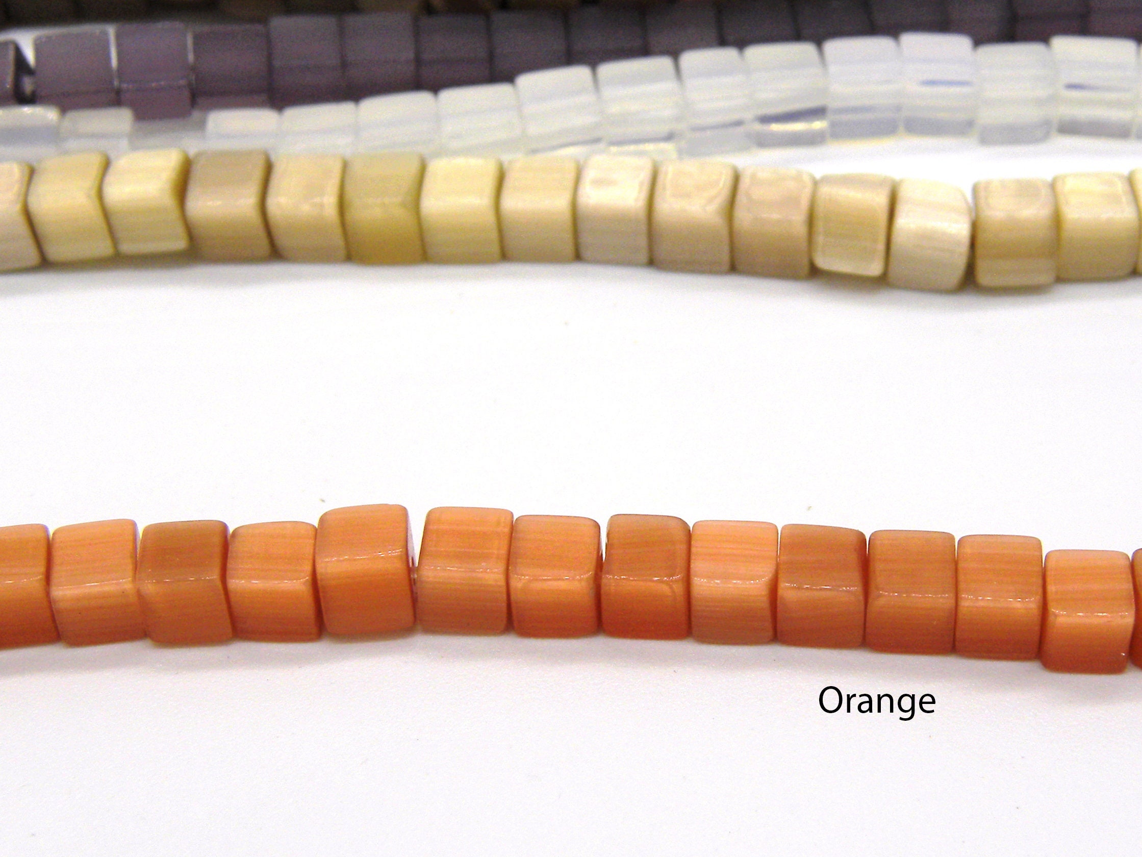 4 Mm Cat Eye Glass Cube Beads - Choice of Colours (1 Strand of 90 ...