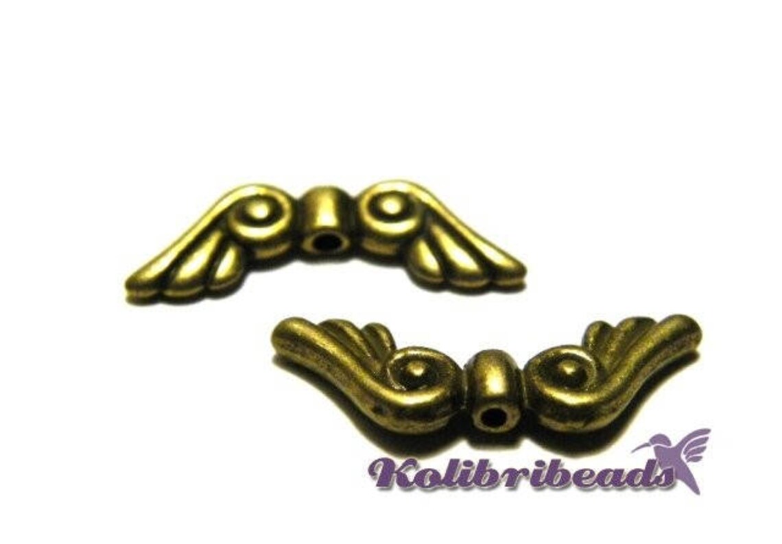 20 Mm Vintage Angel Wing Bead Ant Silver or Antique Gold 2 - Etsy