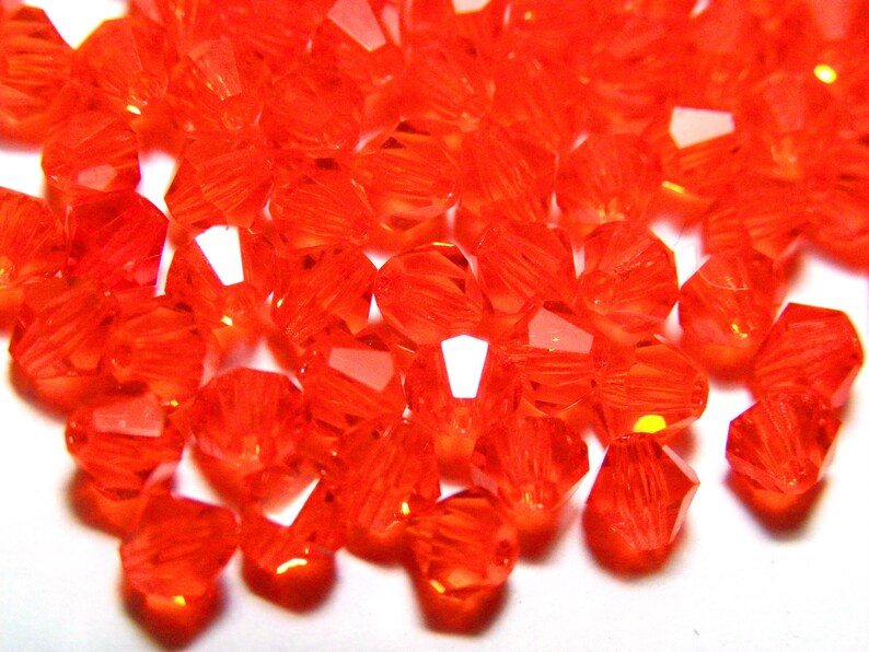 4 Mm Czech Superior Crystals MC Faceted Bicone Beads - Hyacinth Orange ...