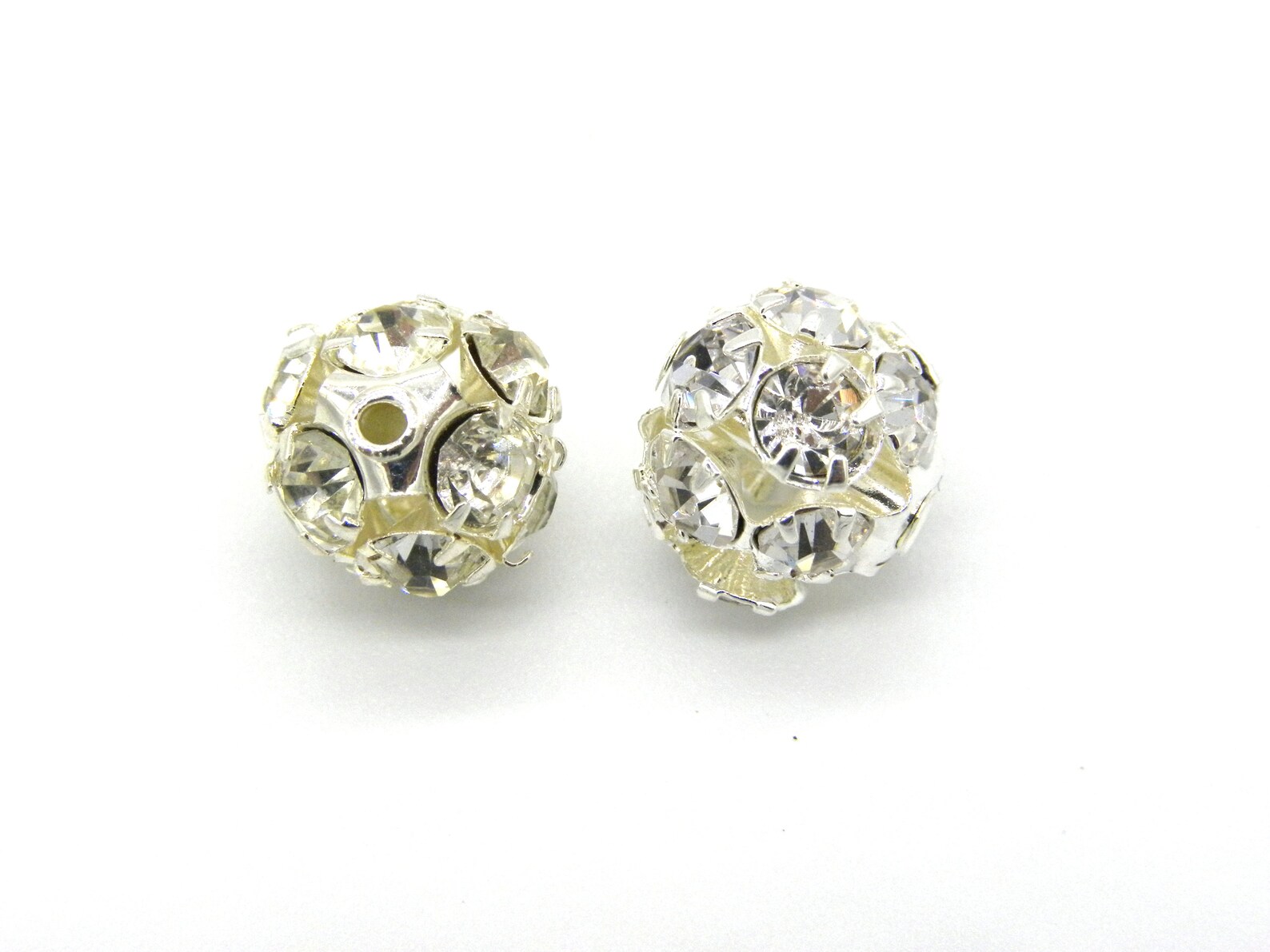 10 Mm Round Rhinestone Beads, Strass Balls - Gold or Silver/crystal (2 ...