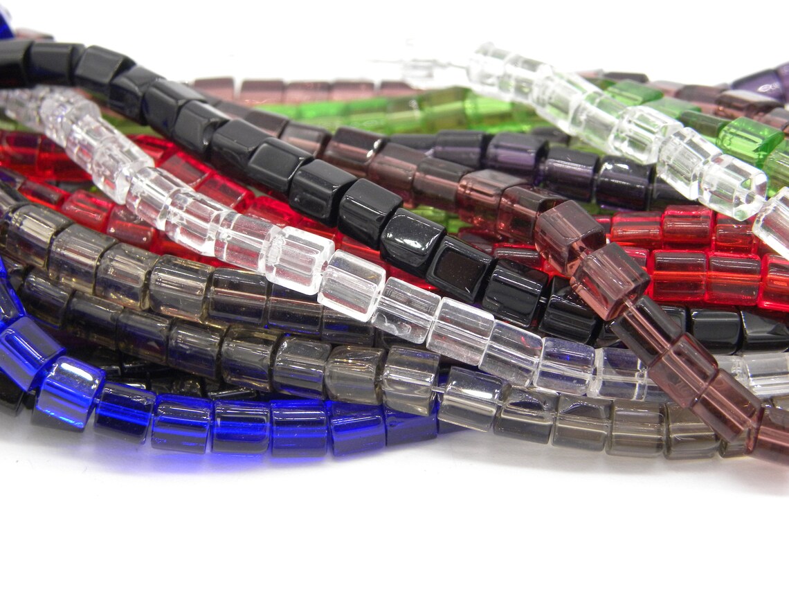 4 Mm Small Glass Cube Beads Cubic Glass Beads Siam red - Etsy