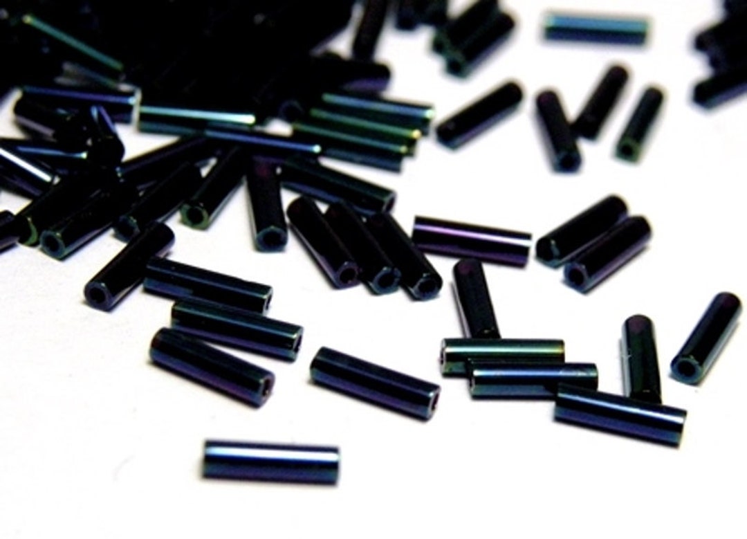 6 Mm (size 2) Long Round Miyuki Bugle Beads - Metallic Dark Blue Iris ...