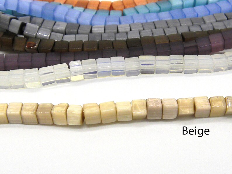4 Mm Cat Eye Glass Cube Beads - Choice of Colours (1 Strand of 90 ...