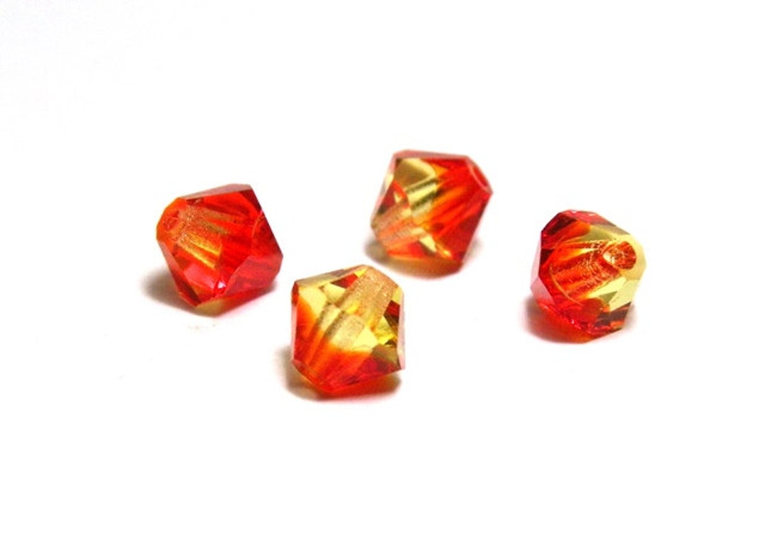 6 Mm Czech Superior Crystals MC Faceted Bicone Beads - Fire Opal - Etsy