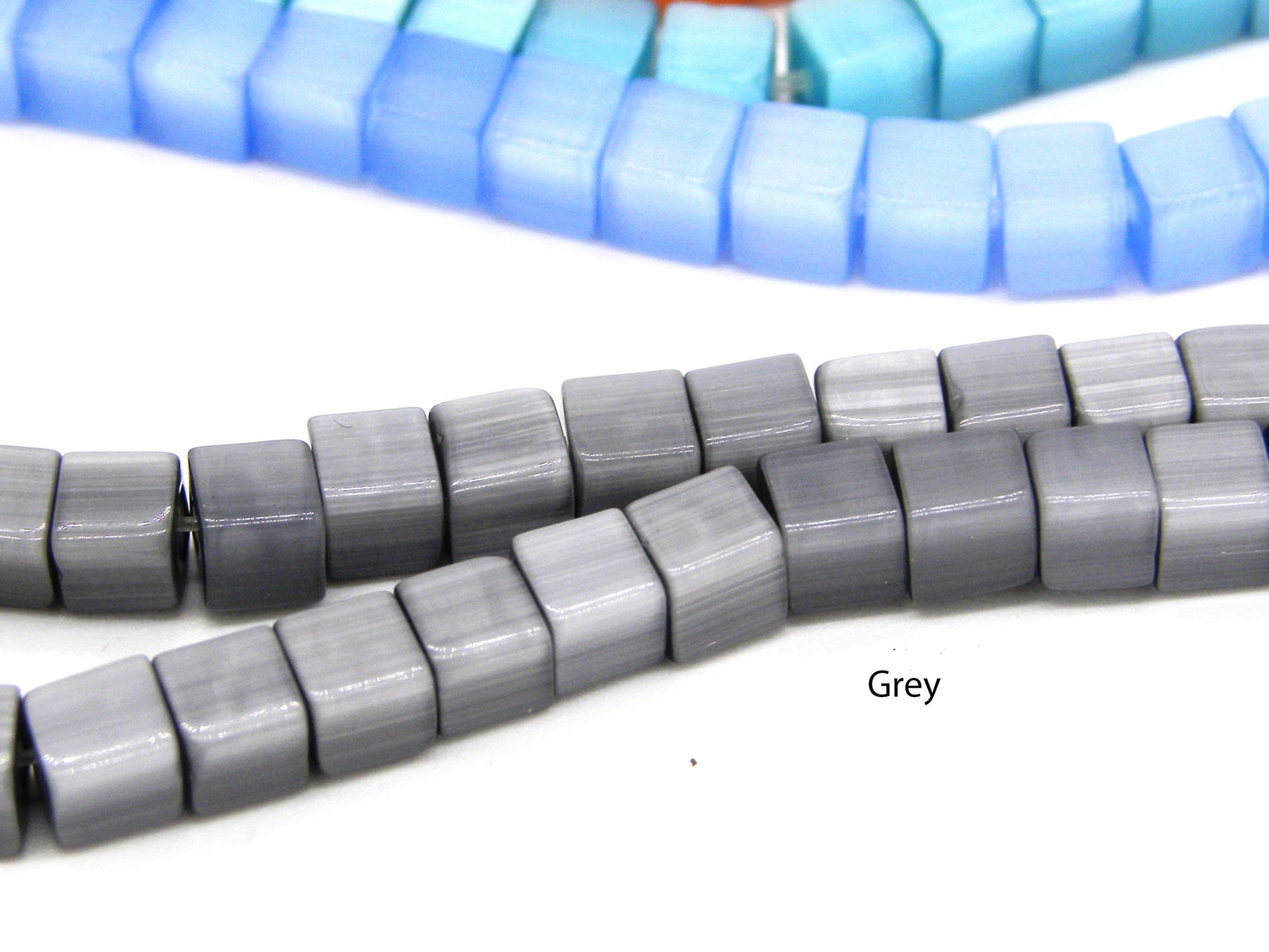 4 Mm Cat Eye Glass Cube Beads - Choice of Colours (1 Strand of 90 ...