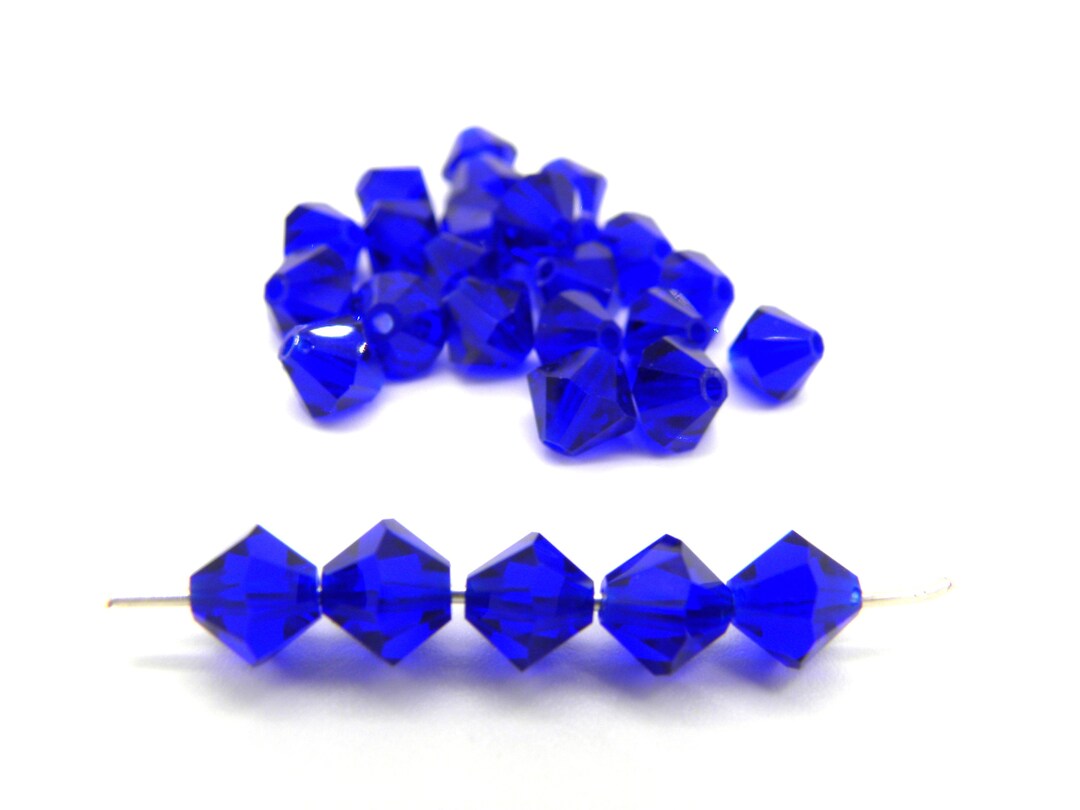 6 Mm 0.24 Inch Czech Superior Crystals MC Faceted Bicone Beads Cobalt ...