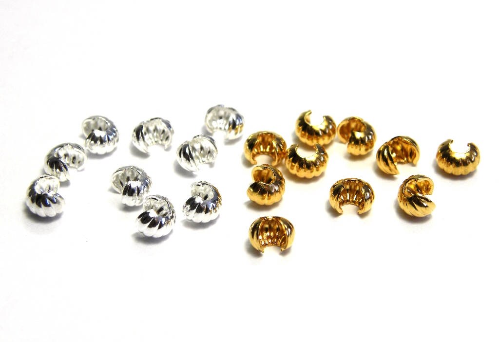 Findings Craft Supplies & Tools 4mm Platinum Colored Brass Crimp Covers ...