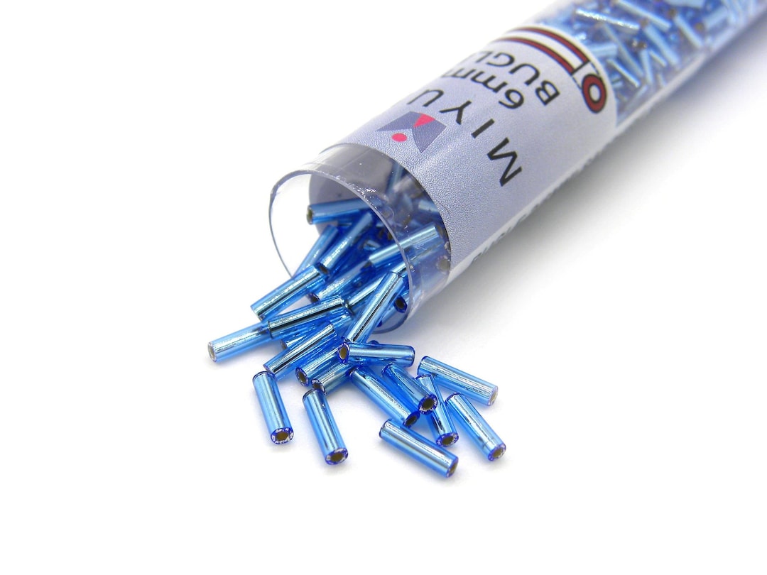 6 X 1.7 Mm (size 2) Round Miyuki Bugle Beads - Silver Lined Sapphire ...