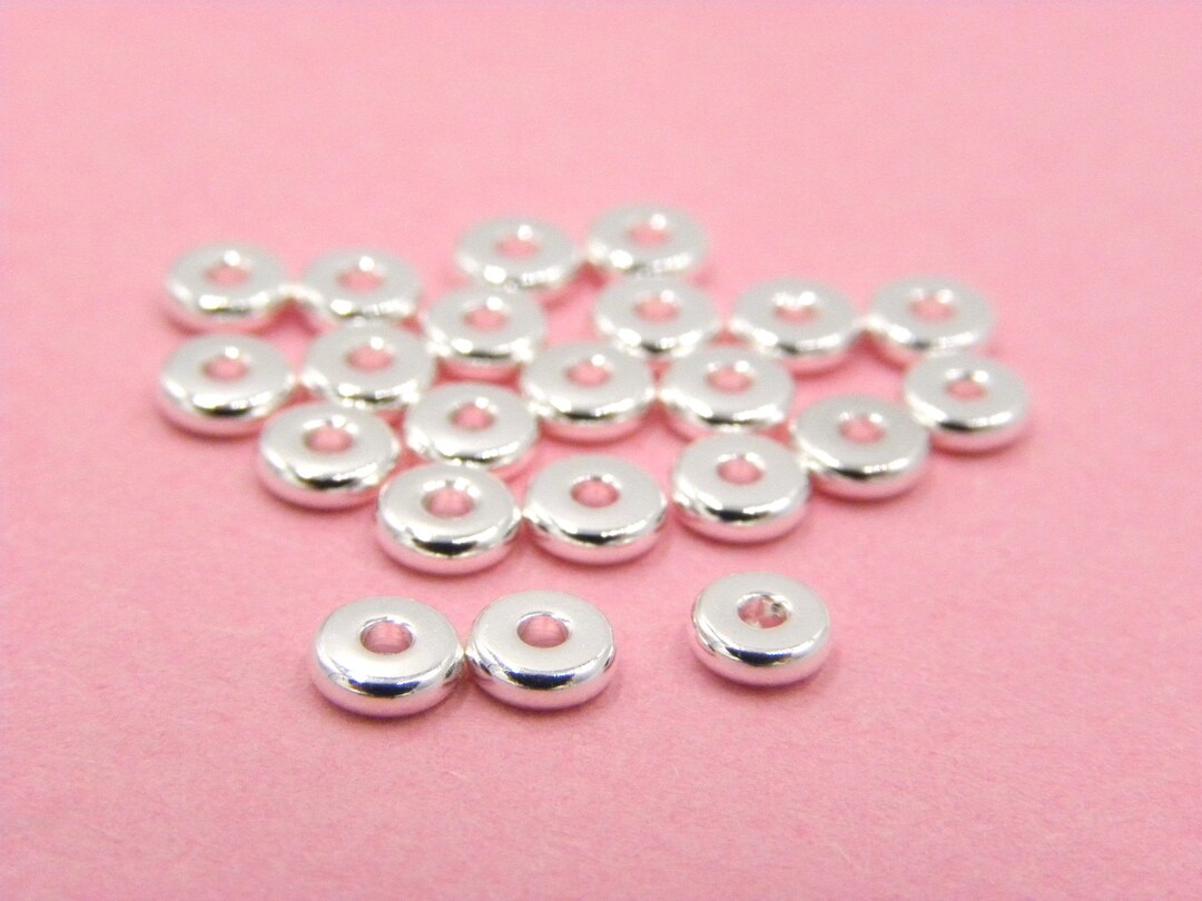 4 X 1.2 Mm Flat Rondelle Stainless Steel Spacer Beads / Filler Beads ...