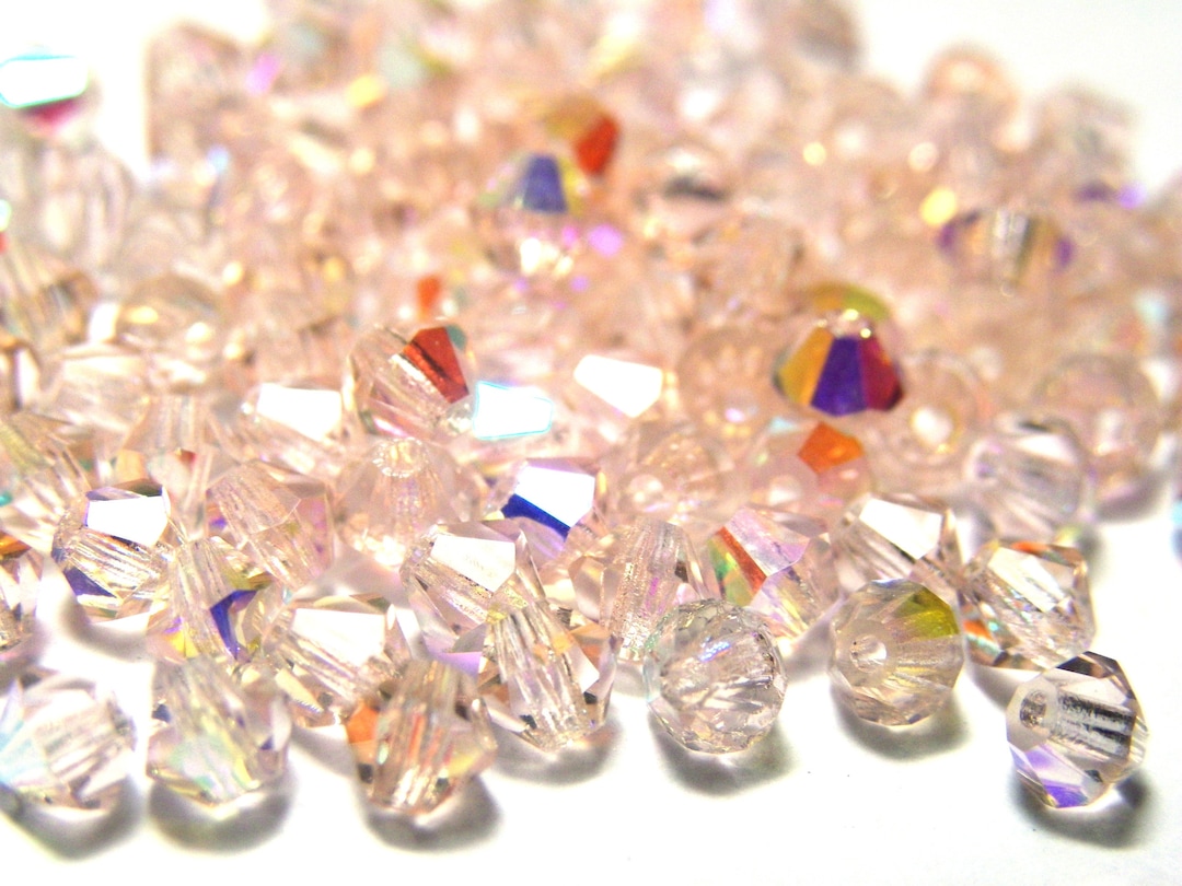 4 Mm Czech Superior Crystals MC Faceted Bicone Beads - Rosaline Pink AB ...